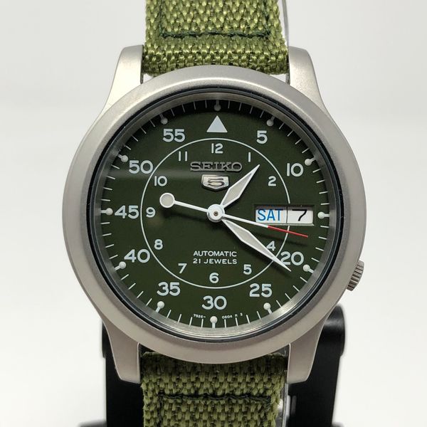 Seiko 5 Automatic SNK805 SNK805K2 Mens Green Dial Nylon Strap Watch ...