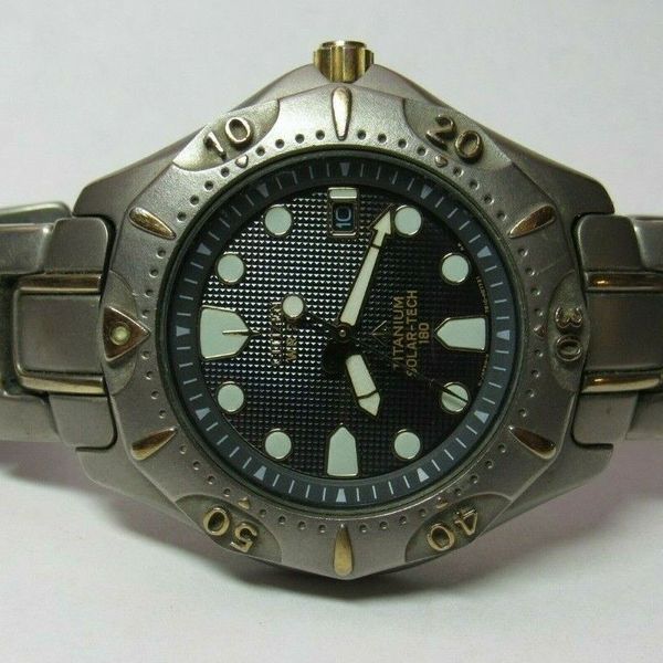 CITIZEN TITANIUM SOLAR TECH 180 7875-H04945 MENS WATCH WORKING w/SPARE ...