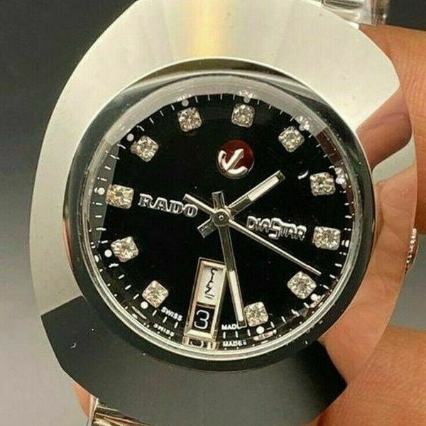 Vintage Used Rado Diastar Automatic Black Dial 36 MM Men's Watch White ...