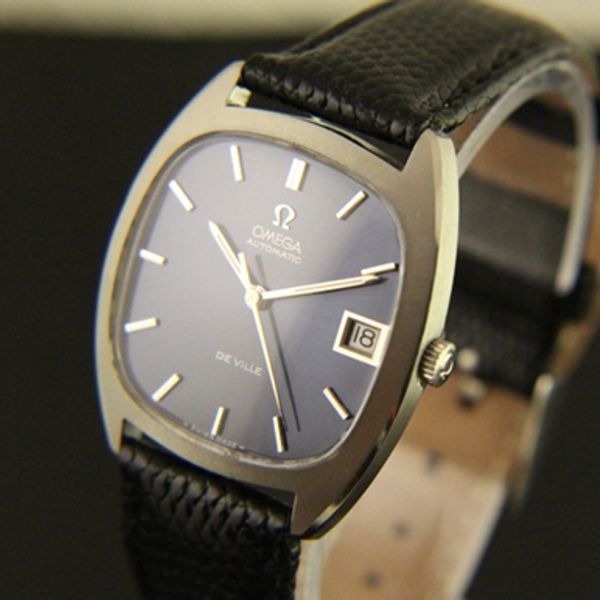 SOLD: MEN'S VINTAGE OMEGA DEVILLE AUTOMATIC w/ DATE, BLUE DIAL ...