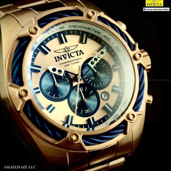 New Invicta Men's 52mm Bolt Stainless Steel Chronograph ROSE GOLD DIAL ...