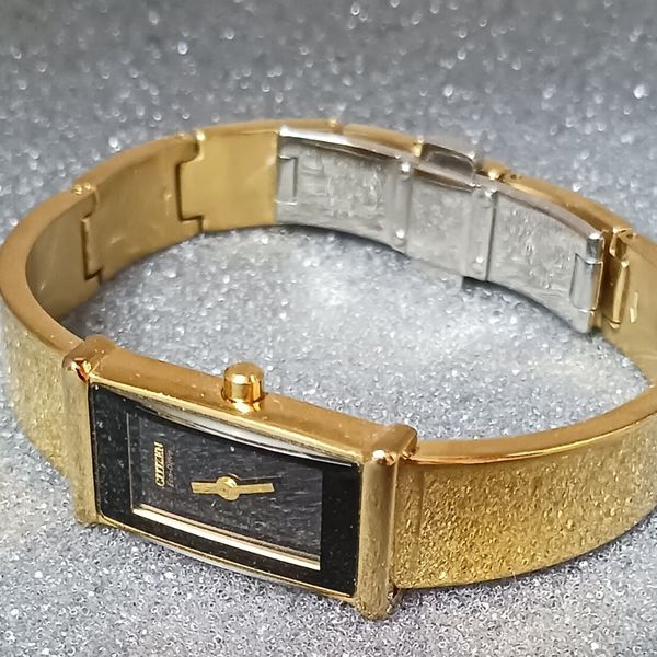 Citizen Eco-Drive Watch Women Gold Tone Rectangle G620-S033740 Black ...