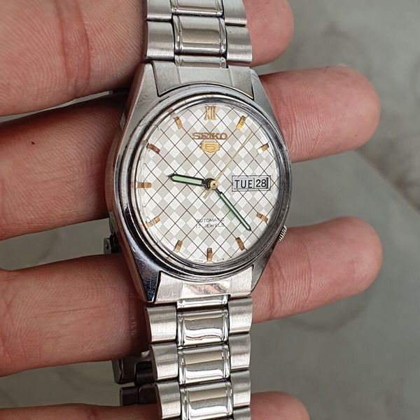 Vintage Seiko 5 Automatic 17 Jewels Stainless Steel White Dial watch For Men's | WatchCharts ...