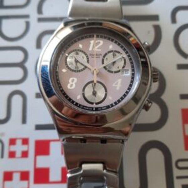 Swatch Two Way Road YMS411G Irony Midi Chrono 34mm Stainless Steel Pink ...