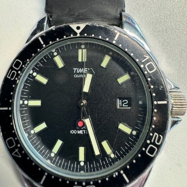 Timex Diver 38MM Quartz 1991 Rotating Bezel 100M Screw Down Crown And ...