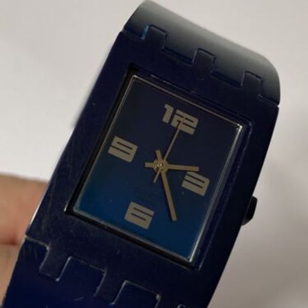 Swatch Watch Two Tone Blue Rectangle Face New Battery Excellent ...