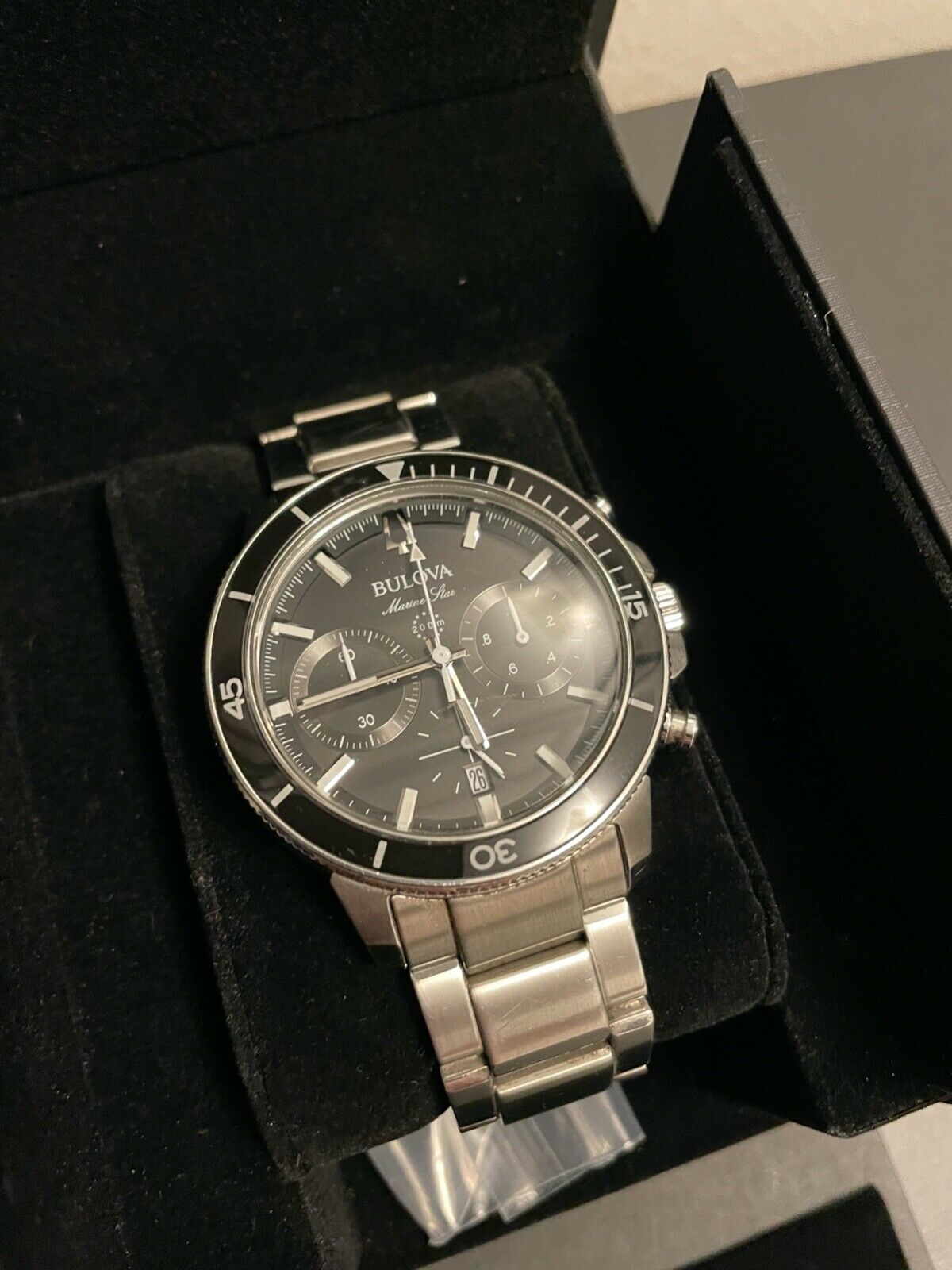 Bulova Men's 96B272 Marine Star Chrono Black Dial Watch | WatchCharts