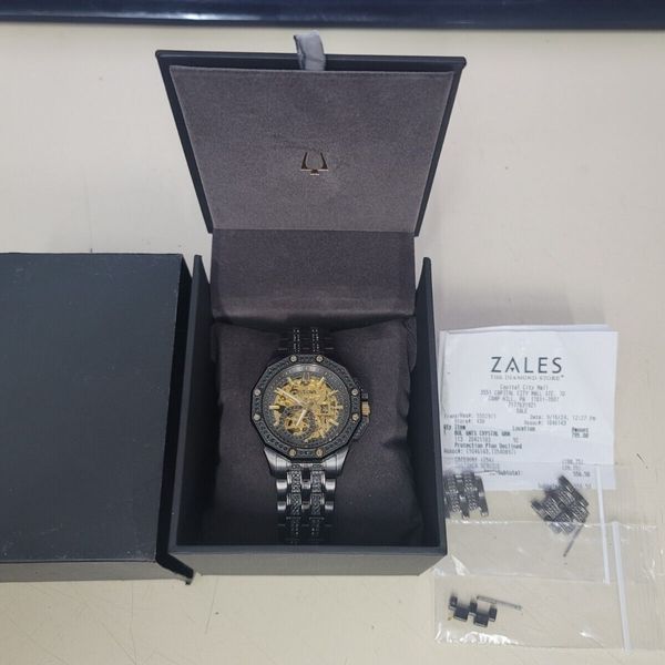 BULOVA # 98A293 OCTAVA MENS AUTOMATIC GREY SKELETON 42MM STAINLESS ...