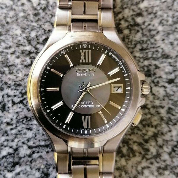 Citizen Exceed Eco-Drive Radio Controlled H410-T003826 Titanium Solar ...