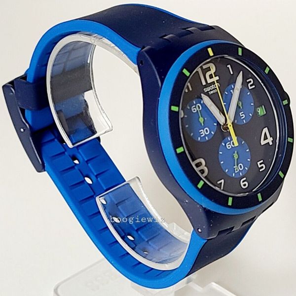 SWATCH, SWISS MADE, BLEU SUR BLEU MEN'S CHRONOGRAPH WATCH, SUSN409, NEW ...