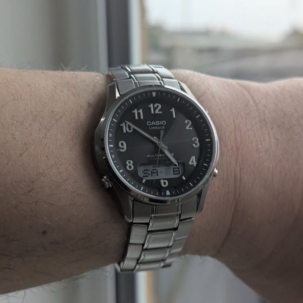 Casio Lineage LCW-M100TSE-1A2JF 40mm Silver Titanium Solar Atomic Ana ...