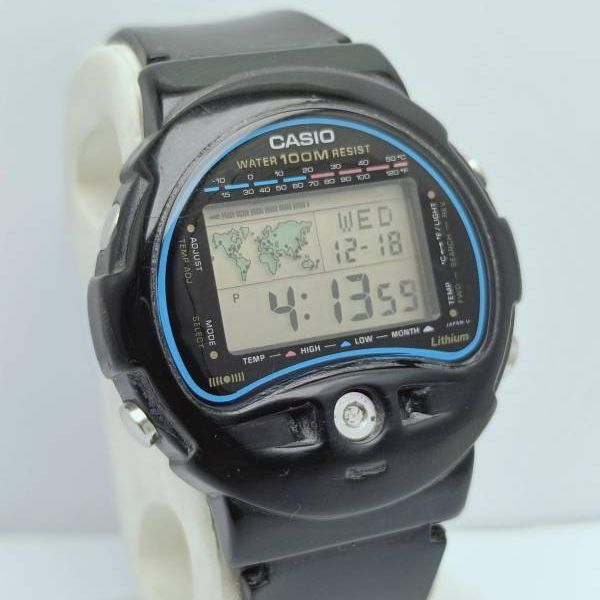 Casio TS-100 Temperature Sensor 815 Alarm Digital WorldTime Vintage ...