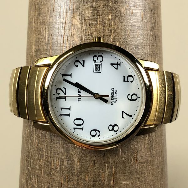 Timex Easy Reader Men T2H301 Gold Expansion Band Quartz Analog 35mm ...