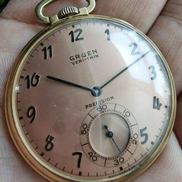 Vintage Gruen Veri Thin 10k gold filled Pocket Watch.Rare gruen pocket ...