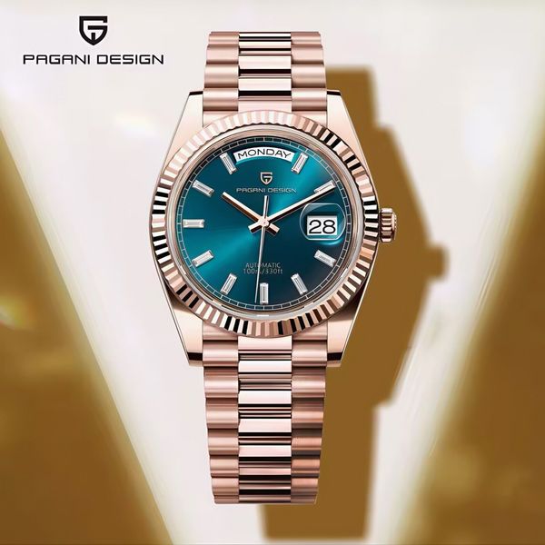 Rolex Day-Date Rose Gold Homage PAGANI Design Mechanical Men's Luxury ...