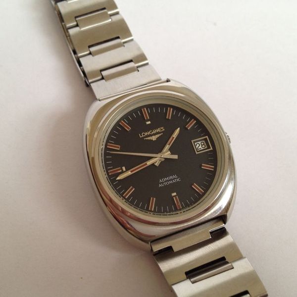 SOLD vintage LONGINES Admiral in-house cal.6651 28800bph automatic SS ...