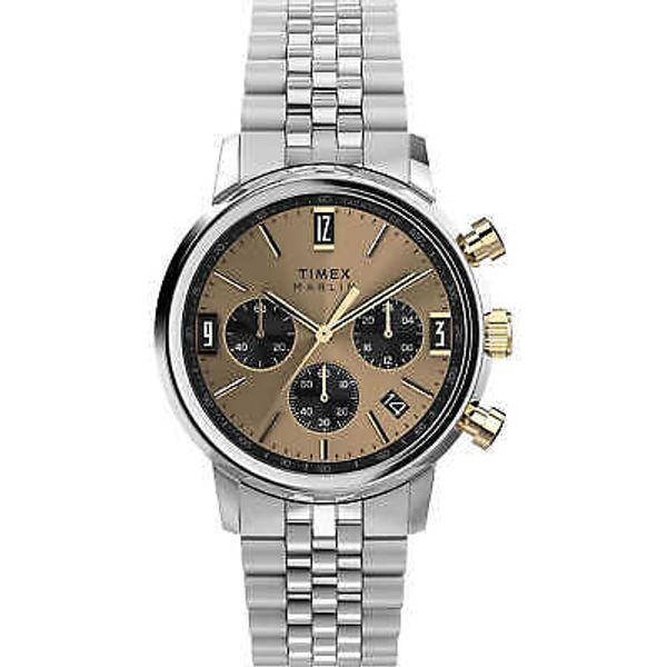 Mens Wristwatch TIMEX MARLIN TW2W60100 Chrono Stainless Steel Champagne ...