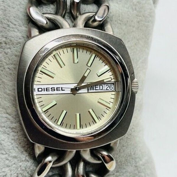 Ladies Diesel DZ-2095 Silver Tone Chain Link Band Day Date Watch New ...