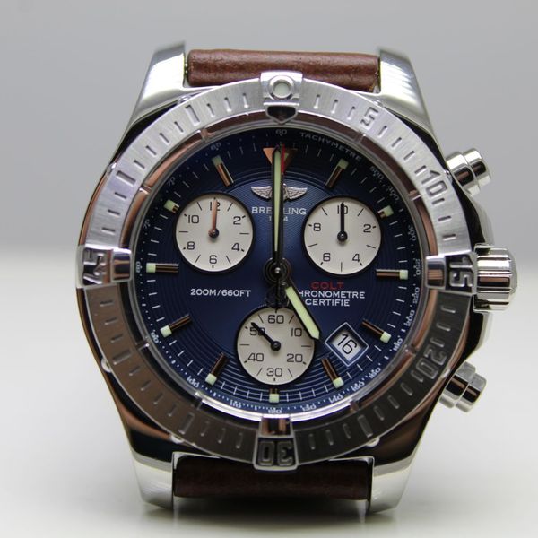 SALE! Breitling Blue Dial Chrono Colt II A73380 41mm COSC Quartz ...