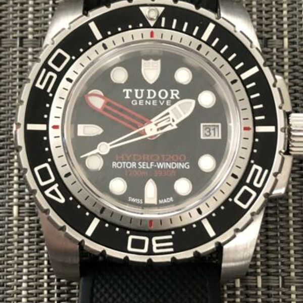 TUDOR HYDRONAUT HYDRO 1200 BLACK AUTOMATIC MEN'S WATCH REF 25000 ...