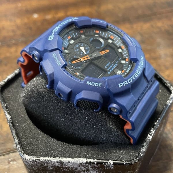 Casio G-Shock Menâ s Watch White 5081 GA-100L Blue/Orange w/ Case | WatchCharts Marketplace