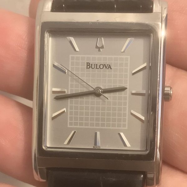 Bulova Model 96A23 Silver Dial Tank 29.5mm Stainless Steel Menâ s Watch ...
