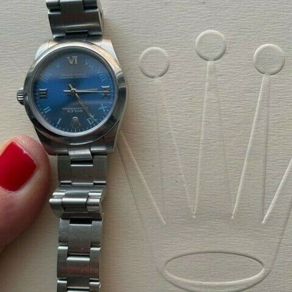 Rolex ♛ Oyster 18k, Stainless Steel, Blue Face Ladies Watch w/ Papers ...