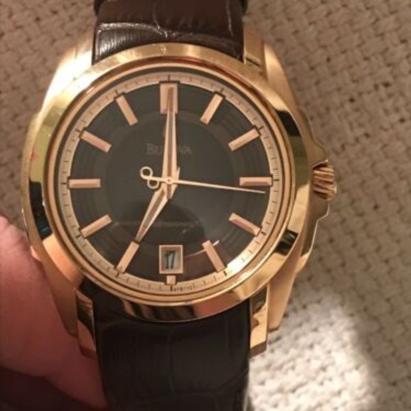 Bulova Precisionist C977652 Rose Gold Watch W/Unique Leather Strap New ...