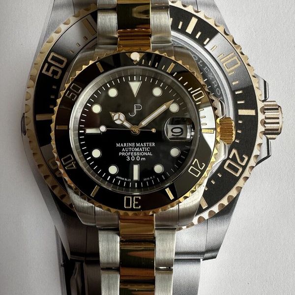 seiko nh35 JP custom watch 40mm sapphire automatic watch Black Two Tone ...