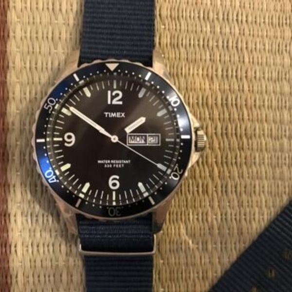 Timex / J Crew Classic Andros Quartz Dive Watch, NATO Strap, Day & Date ...