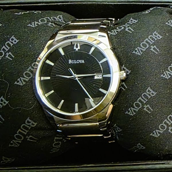 Bulova 96B149 Men's Quartz Stainless Steel Watch - Black Dial ...