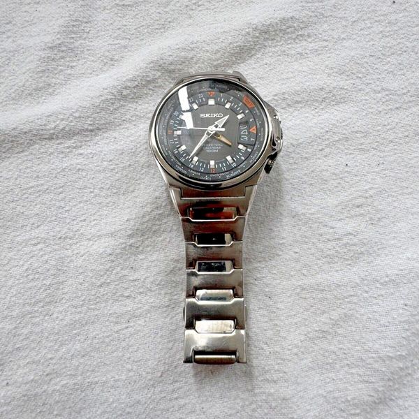 Seiko Perpetual Calendar GMT 8F56-00KD Stainless Steel Quartz Watch ...