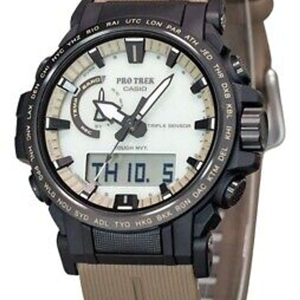 Casio Protrek White Full Luminous Dial Solar Sports 100M Men's Watch ...