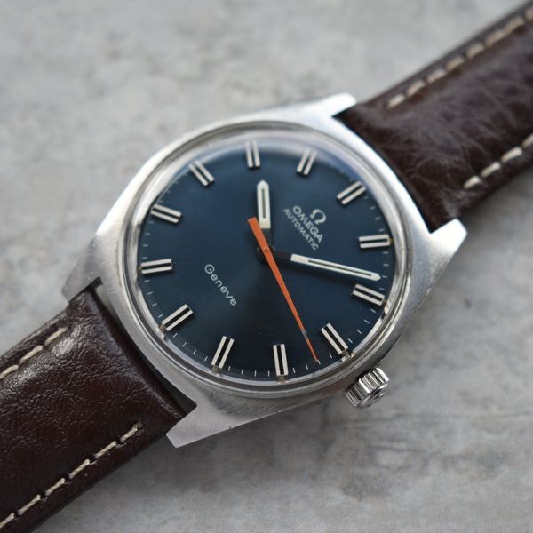 1969 Omega Blue Men's Watch Vintage Automatic Sunburst Dial Steel ...
