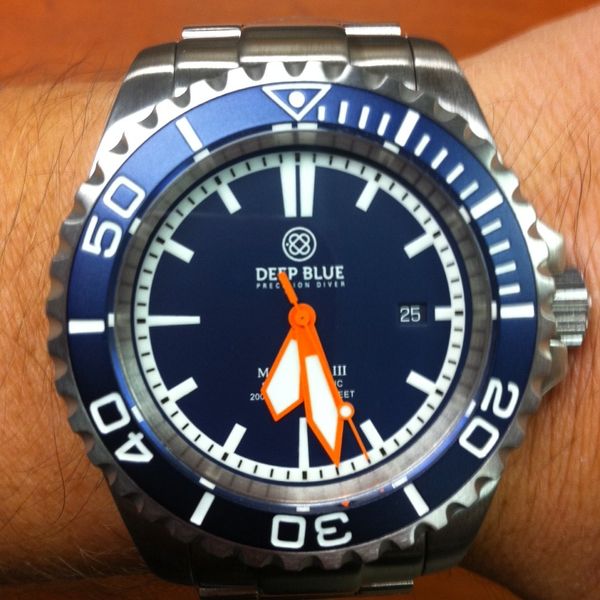 FS: Deep Blue Master 2000 III Swiss Watch BLUE with ORANGE hands 379.00 ...
