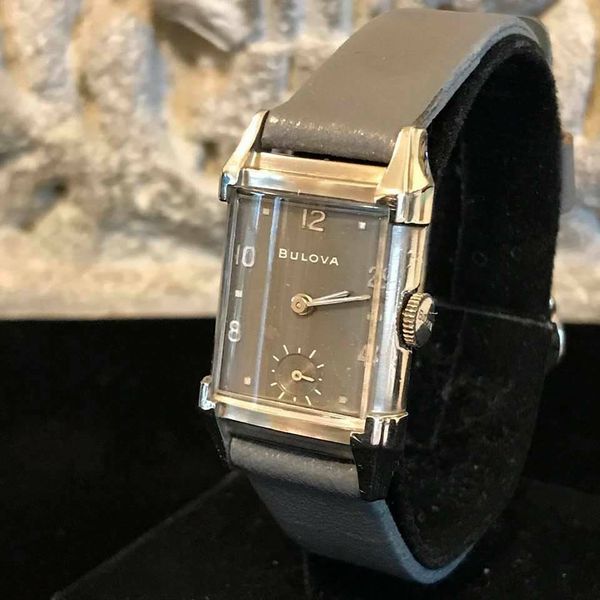 RARE 1946 MENS BULOVA "STATESMAN" WINDING 7AK TANK ART DECO VINTAGE ...