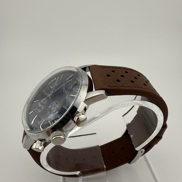 Timex Marlin Chronograph 40mm Blue Dial Leather Strap -TW2W10200 ...