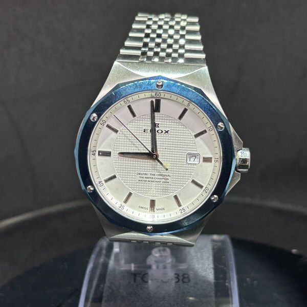 EDOX Delfin Quartz Analog Stainless Steel Men's Watch with White Dial ...