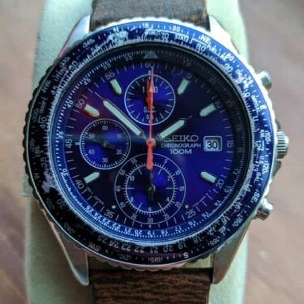 Seiko Pilot Flightmaster Chronograph Watch 7T92-0CF0 Sapphire crystal ...