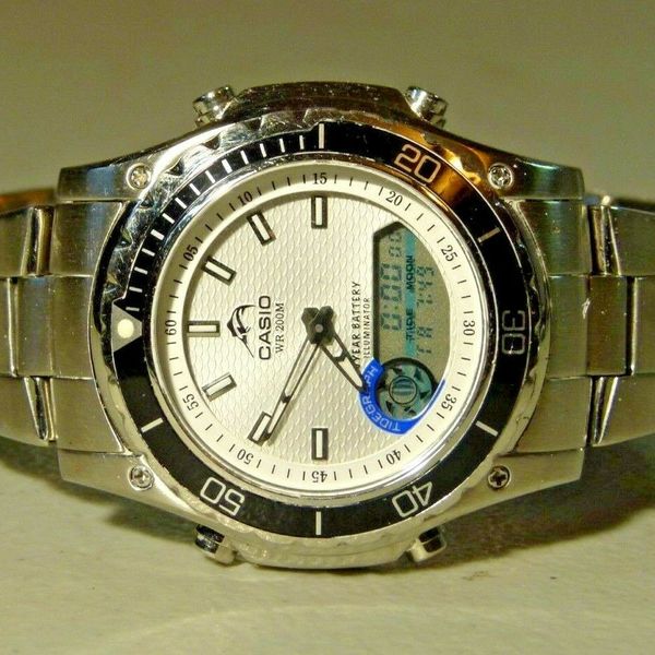 MENS CASIO SILVER MDV 700 MARLIN ANA DIGI WATCH TIDE GRAPH MOON WATCH ...