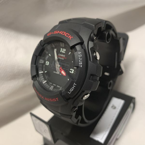 Casio G100-1BVWT G-Shock Watch Digital/Analog Black Resin Band Red ...