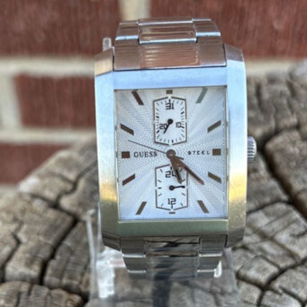 GUESS STEEL Men's Multifunction Watch G10133G Hour Date Stainless ...