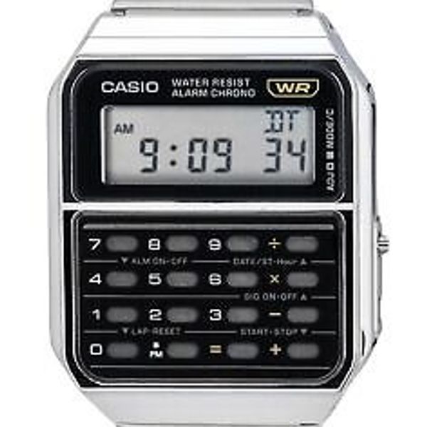 Casio Vintage Digital Calculator Stainless Steel Quartz CA-500WE-1A Men ...
