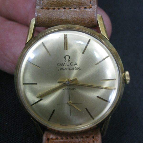 VINTAGE 18K GOLD PLATED OMEGA SEAMASTER INCABLOC WITH UNIA WATCH ...