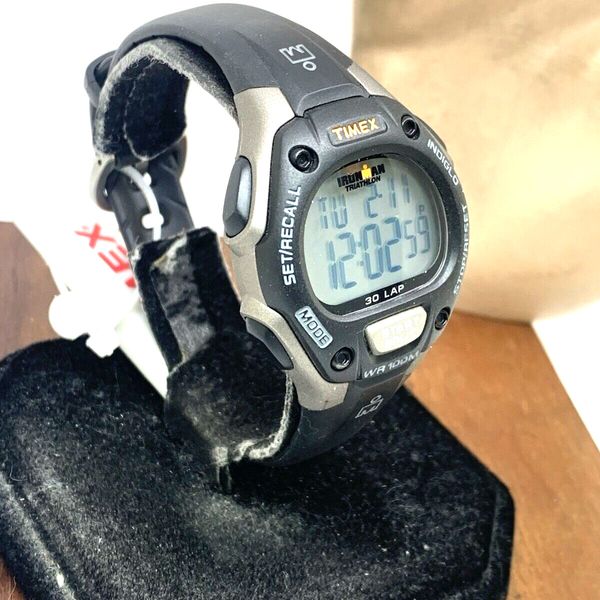 Timex Women's Watch T5E961 Ironman 34mm Digital Indiglo Black Rubber ...