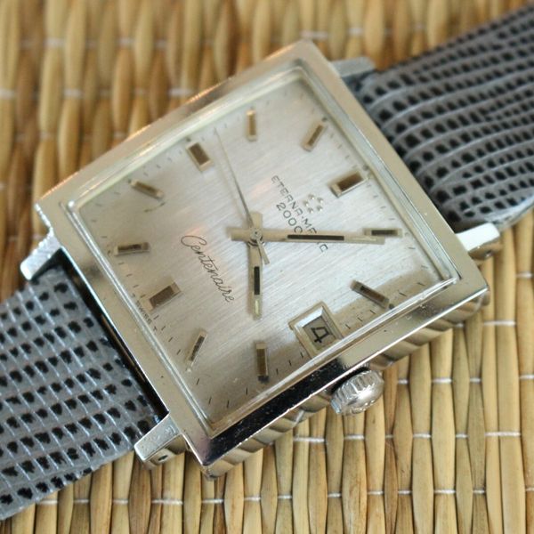 SHARP VINTAGE ETERNA 2000 DELUXE SILVER & SS QUICK DATE DIAL CASE WATCH ...