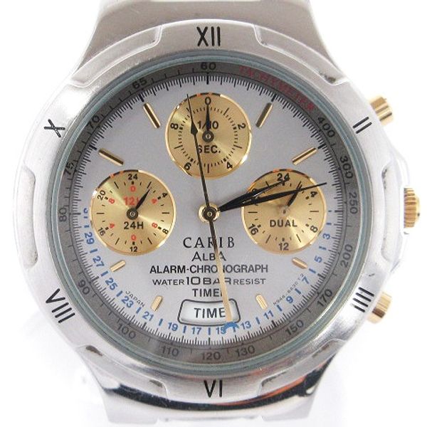 [Used] SEIKO Alba Caribbean watch chronograph analog quartz silver ...
