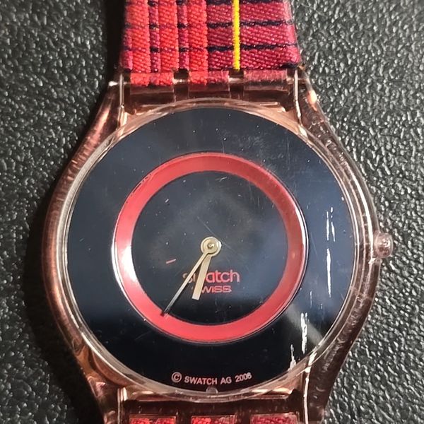 Swatch Skin SFR102 Kiltmania Red Black Tartan | WatchCharts Marketplace
