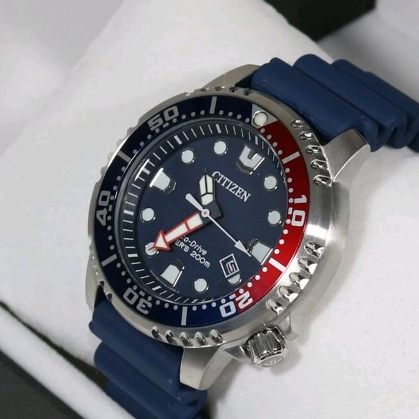 Citizen Eco Drive Promaster Dive Blue Red Bezel Stainless Steel, Divers ...
