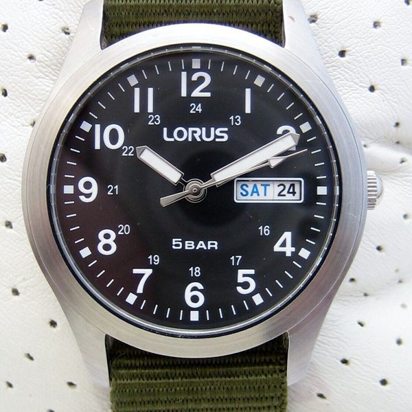 LORUS WATCH BY SEIKO MENS VX43-X101 STAINLESS STEEL MILITARY DAY DATE ...